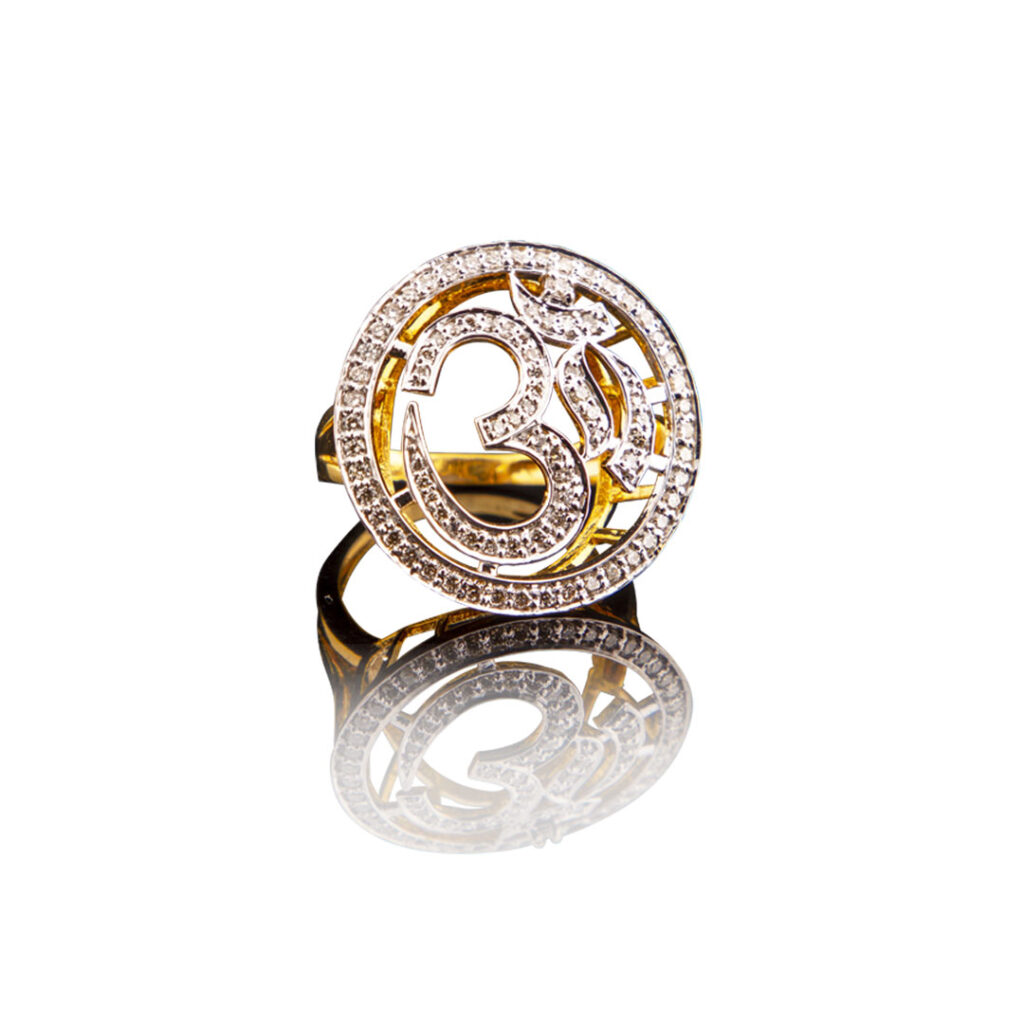 Om embedded Diamond Ring (DRKAR 2289) - Ganapati Jewellers Nepal